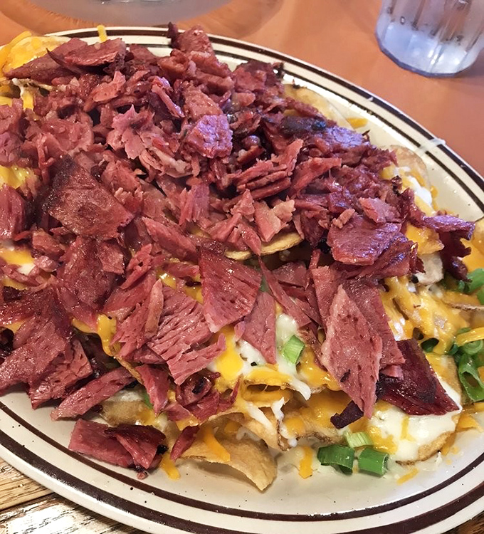 Irish nachos that brilliantly answer the question: "What if potatoes were tortilla chips?" A mountain of corned beef that would make Dublin proud.