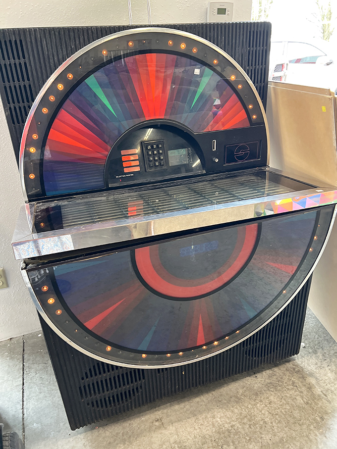 A vintage jukebox that's more art than appliance&mdash;this rainbow-hued music machine would be the conversation piece in any room.