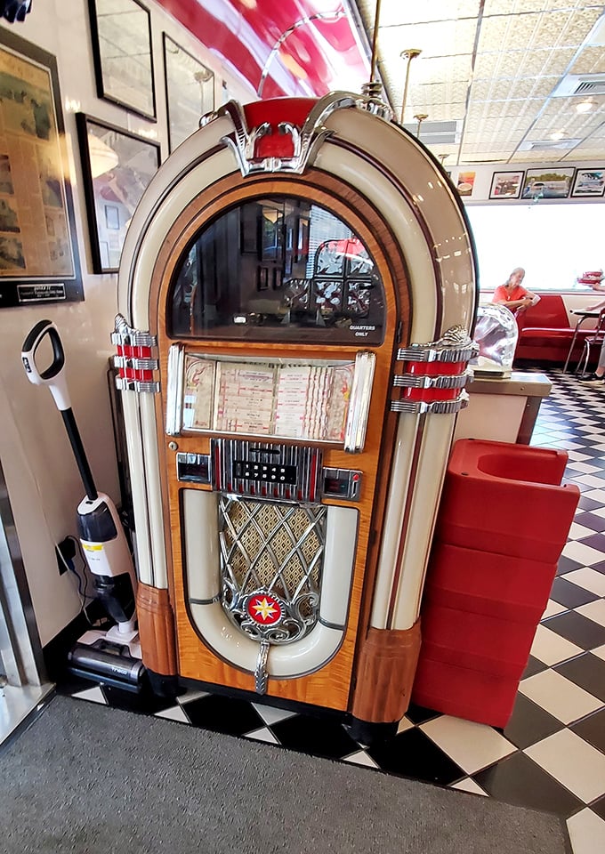 No proper diner is complete without a jukebox. This beauty stands ready to provide the soundtrack to your meal&mdash;Elvis with those eggs, perhaps?