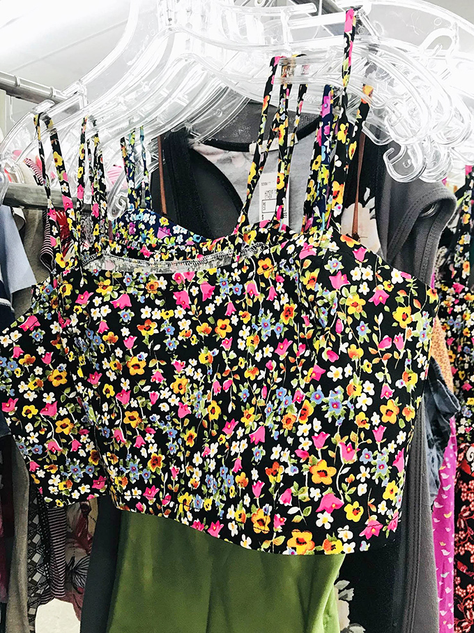Floral patterns dance on hangers, proving that yesterday's fashion always circles back&mdash;what was once your mother's style is now vintage chic.