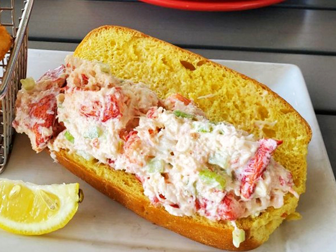 This lobster roll isn't messing around&mdash;chunky lobster meat barely contained by buttery bread, like Maine and Florida had a delicious love child.