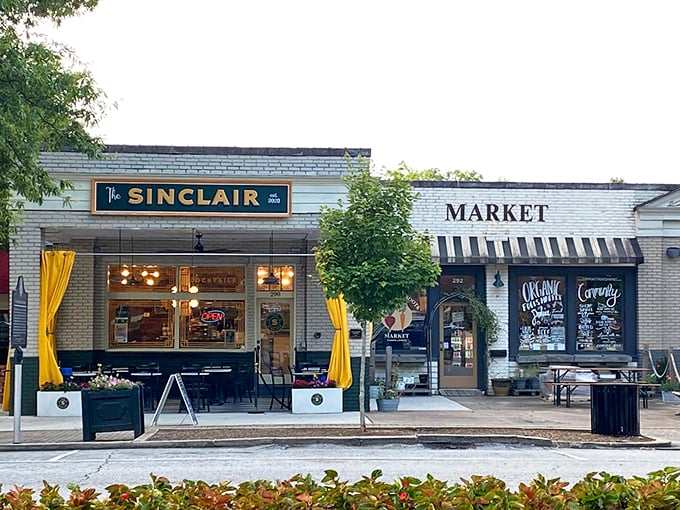 The Sinclair and Market storefronts offer a taste of small-town commerce where shopkeepers still remember your name and your coffee order.