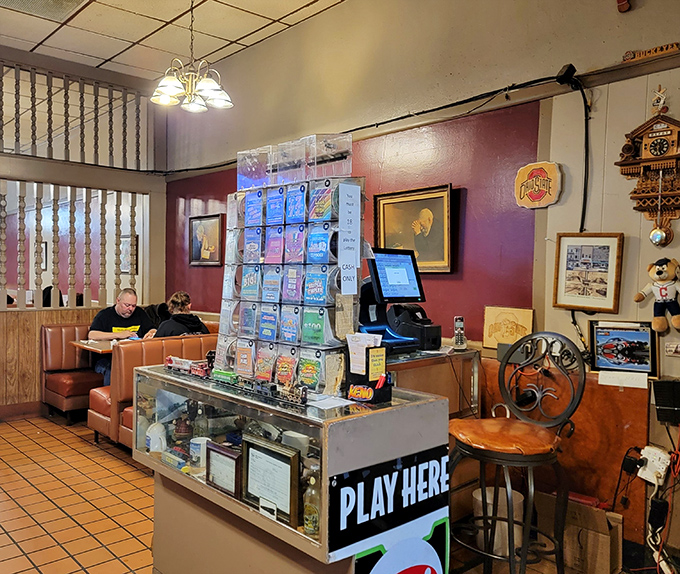 The lottery ticket display and gaming area&mdash;because Coney Island Inn knows sometimes you want a side of hope with your home fries.