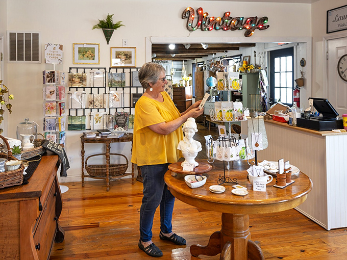 Inside Lottie Mae's Cottage, vintage treasures await new homes, carefully arranged by shopkeepers who know the story behind each piece.