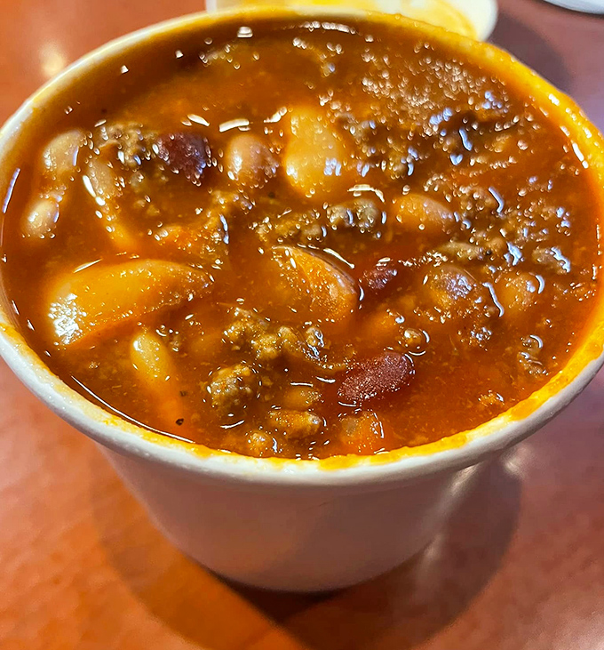 A hearty bowl of what appears to be Lumberjack stew &ndash; because sometimes you need something that sticks to your ribs before dessert.