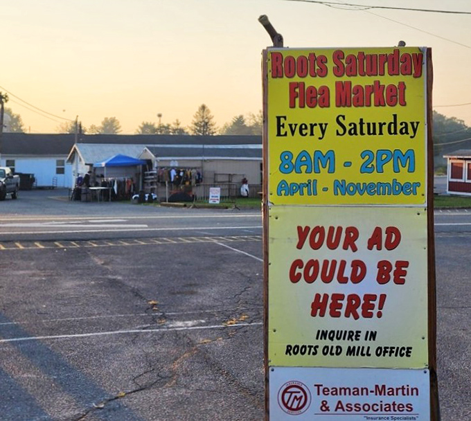 The sign says it all&mdash;Saturdays are sacred at Root's. Mark your calendars and set your alarms; treasures wait for no one.