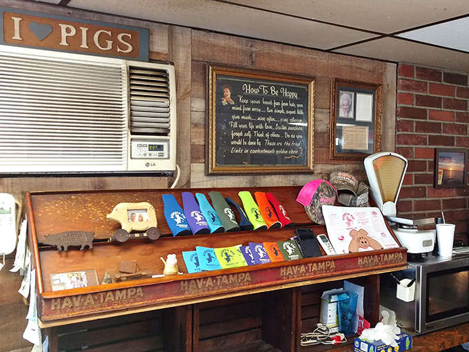 "I &hearts; PIGS" isn't just a sign&mdash;it's a lifestyle statement. The colorful koozies are souvenirs with a purpose: keeping your drink cool while your food's hot.