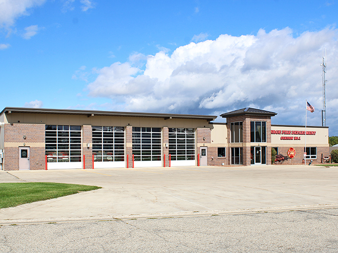 Monroe's modern fire department stands ready to serve, part of the essential infrastructure that makes this affordable small town safe for retirees.