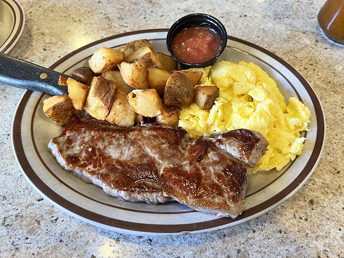 The steak and eggs power combo that fuels Central Valley farmers and city slickers alike. Simple, perfect, and exactly what you didn't know you were craving.