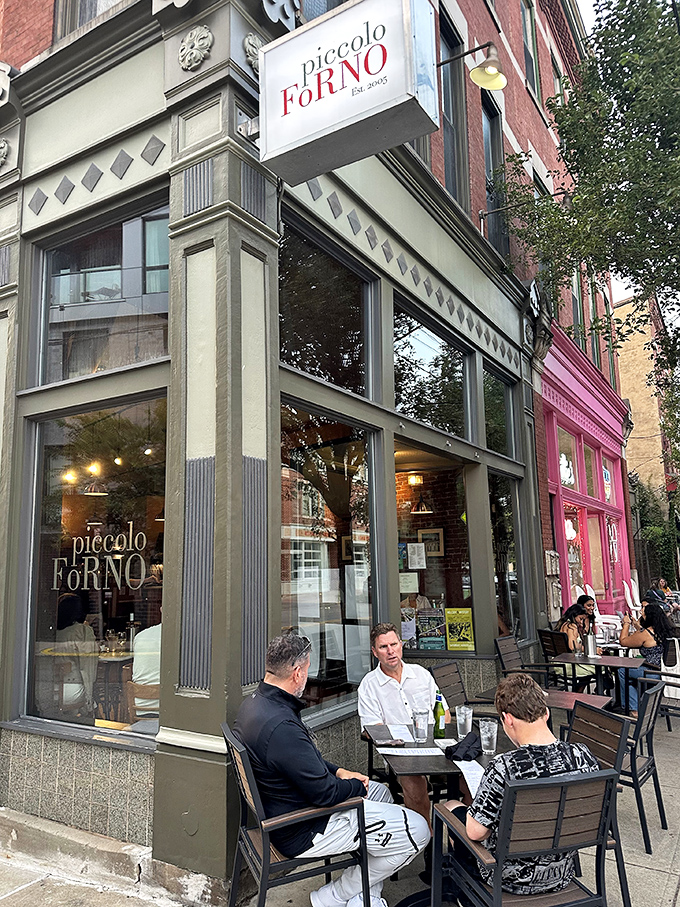 Sidewalk seating that transforms Butler Street into a little slice of Milan. People-watching and pizza-eating &ndash; civilization's greatest achievements combined.