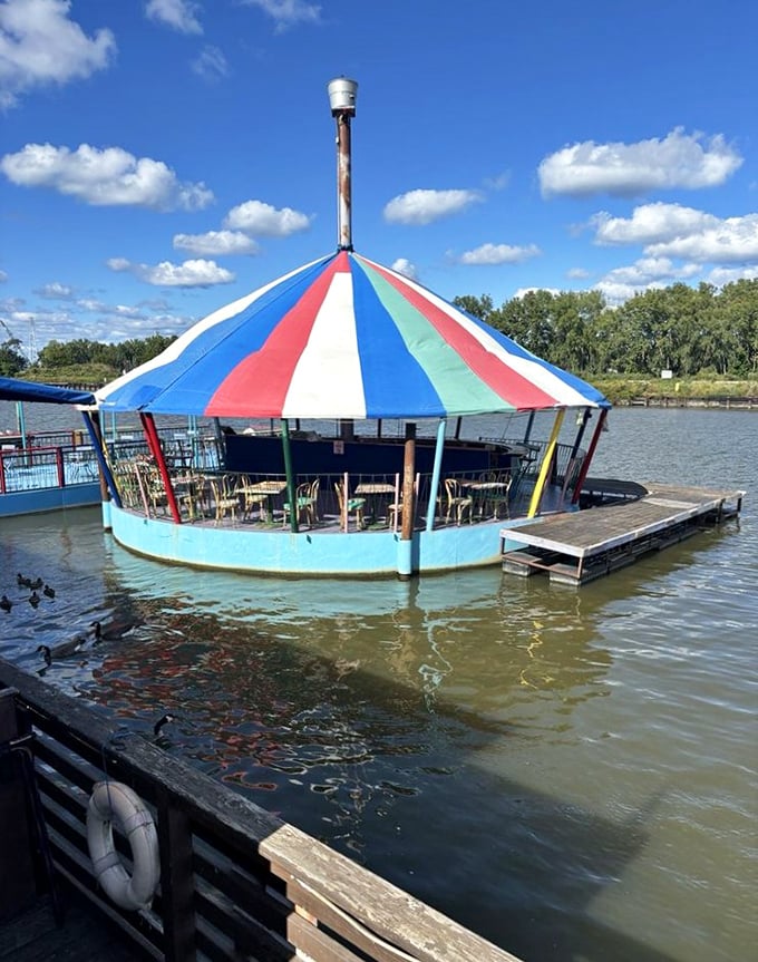 This floating carousel-style bar proves Pickle Bill's isn't just a restaurant &ndash; it's an experience that literally sits on the water.