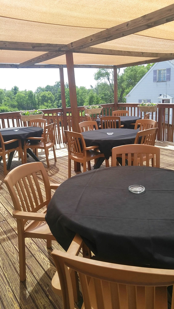 The outdoor patio offers fresh air dining with a side of Midwestern charm. Summer evenings here pair perfectly with those Bloody Marys.