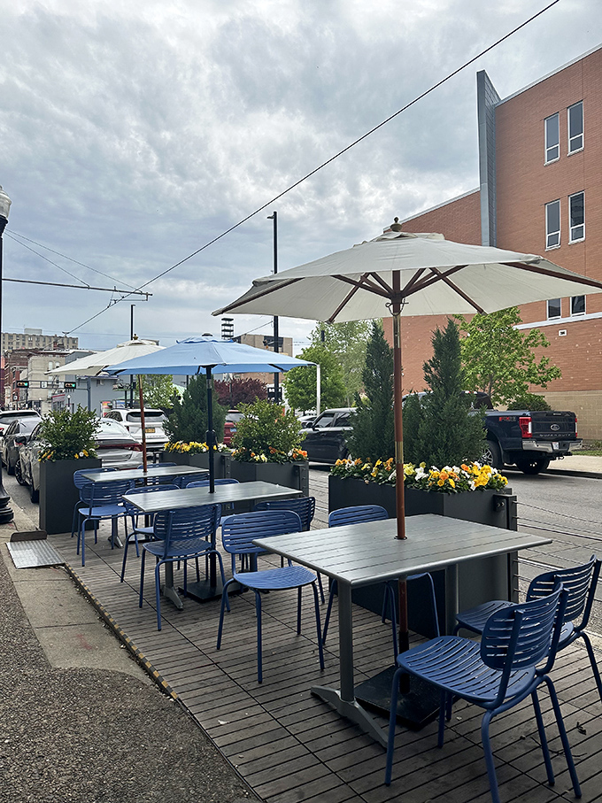 When the weather cooperates, outdoor seating lets you enjoy your food coma in the fresh air.