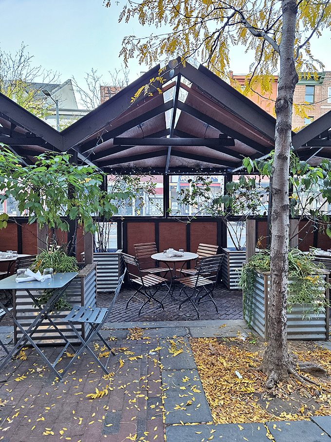The secret garden dining area where fresh air enhances every bite. Nature and nurture combine in this urban oasis that feels miles away from city stress.