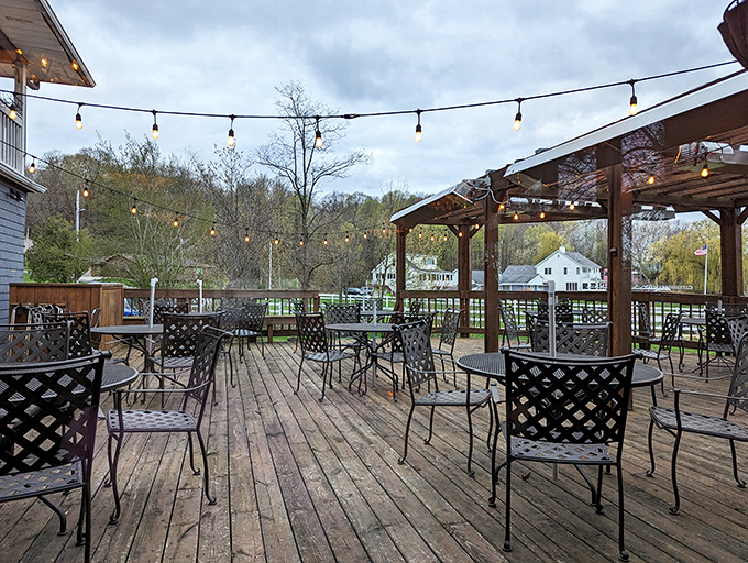 String lights transform the outdoor deck into the kind of magical space where summer memories are made and mosquitoes are mysteriously absent.