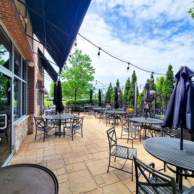 Summer evenings on Vittoria's patio&mdash;where string lights twinkle, wine flows, and nobody's in a hurry to go anywhere else.