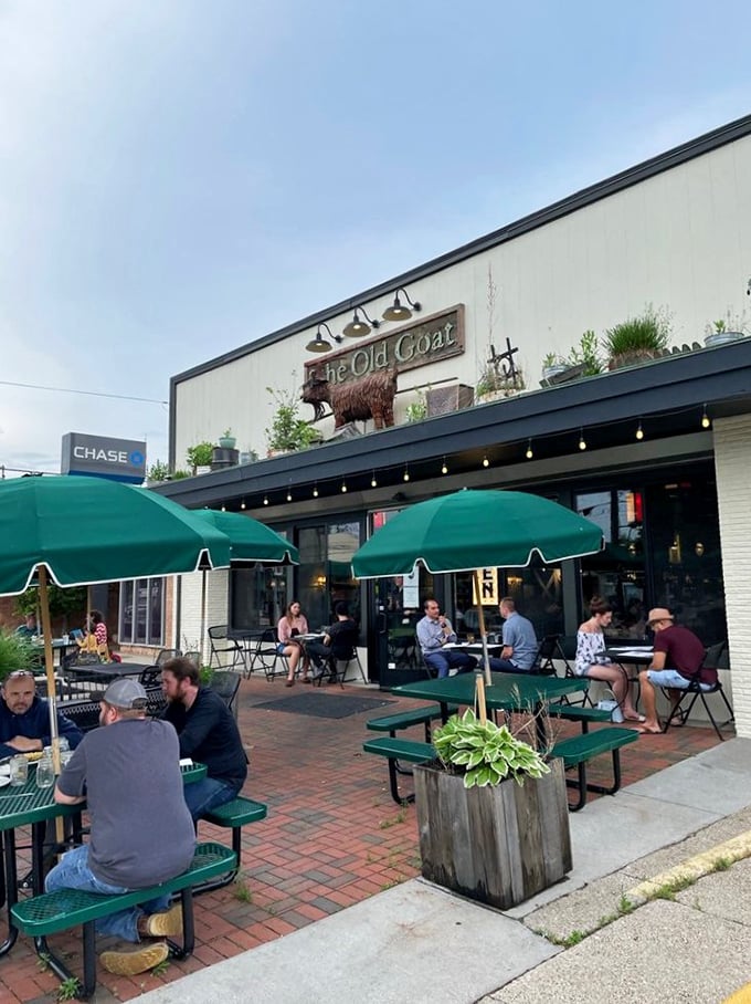 The outdoor patio transforms simple meals into al fresco adventures, complete with people-watching and perfect weather conversations. 