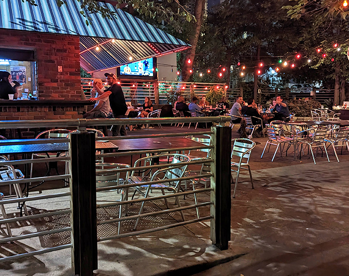 The string-lit patio offers a perfect urban oasis where summer evenings stretch longer over cold beers and hot seafood platters.