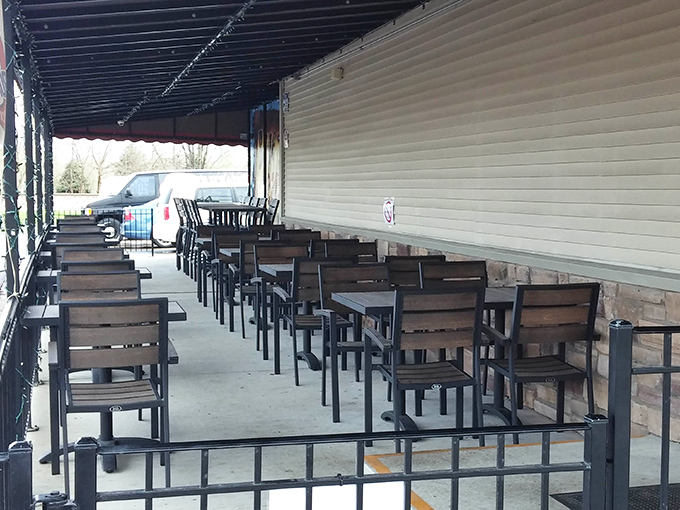 The outdoor seating area offers fresh air and elbow room for when your barbecue enthusiasm requires expansive gesturing.