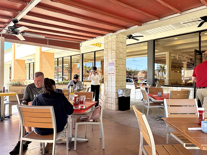 Outdoor dining where Florida's gentle breezes complement your breakfast. Coffee tastes better with a side of sunshine.