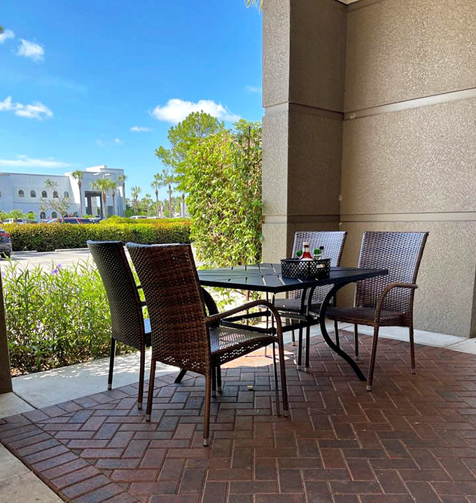 Al fresco dining where the weather's as perfect as the pancakes inside.