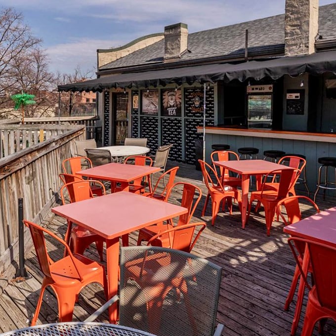 The rooftop deck isn't just outdoor seating&mdash;it's Dayton's secret urban oasis where pizza tastes even better under open skies.