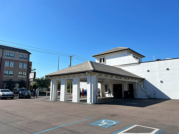 The entrance portico stands like a culinary Parthenon&mdash;a temple to the gods of perfectly cooked protein and exceptional service.