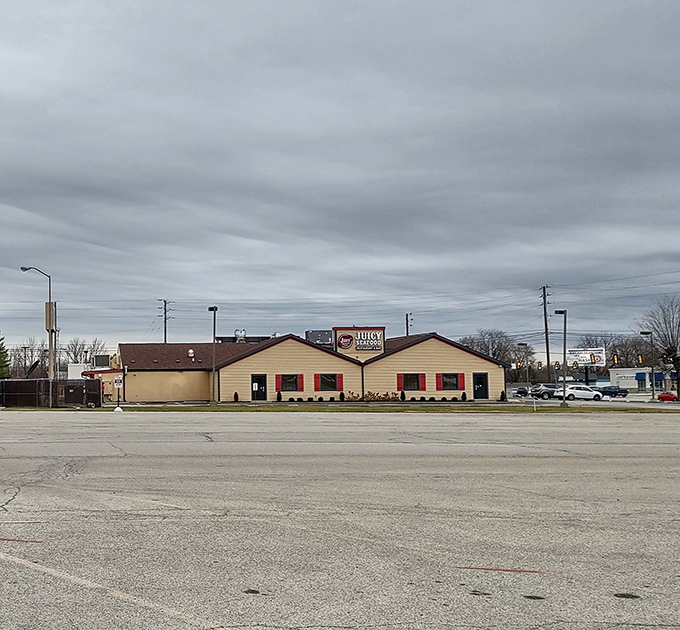 From this angle, the restaurant looks unassuming, but inside awaits a seafood spectacle that will forever change your Indiana dining expectations.