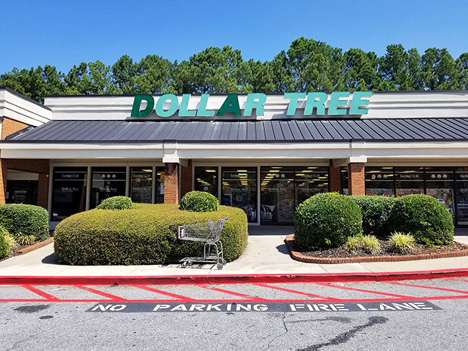 Manicured hedges frame this temple of thrift, where Atlanta shoppers make pilgrimages for everyday miracles and budget-friendly retail therapy.