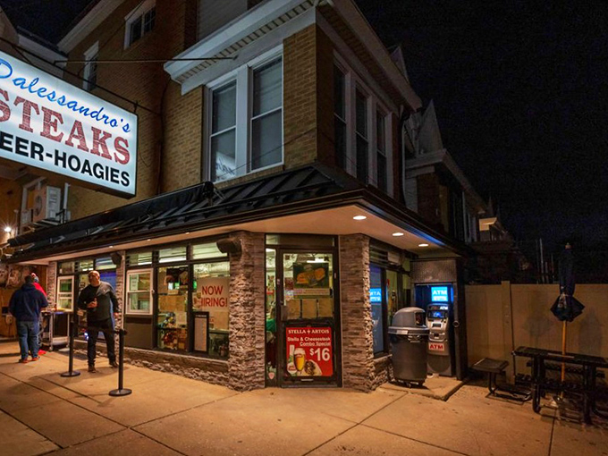 As night falls, Dalessandro's glows like a beacon of hope for the hungry. Some lighthouses guide ships; this one guides appetites.