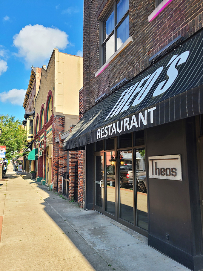 Downtown Cambridge's historic streetscape frames Theo's exterior &ndash; a reminder that some of life's greatest pleasures hide behind the most modest facades.