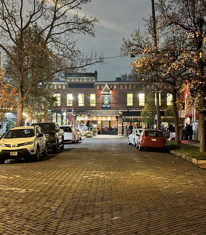 As evening falls, the brick streets of German Village glow with promise&mdash;and the illuminated Schmidt's building beckons hungry travelers home.