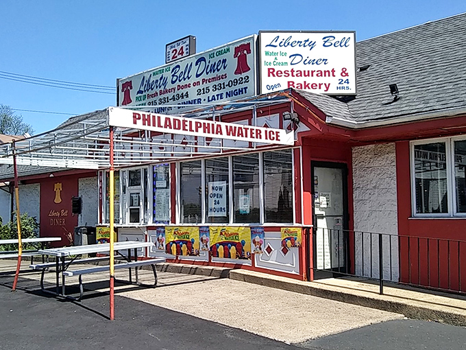 The outdoor signage proudly announces "Philadelphia Water Ice"&mdash;because even a diner this good knows when to outsource dessert.