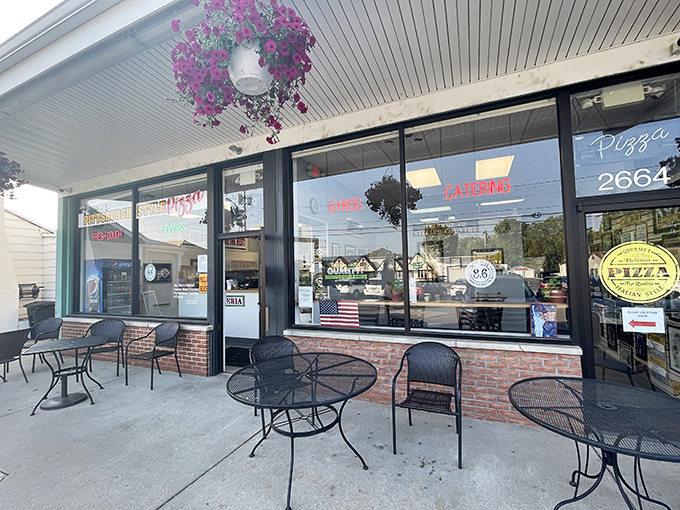 The outdoor seating area offers a front-row view to Erie life passing by, while you contemplate whether one more slice is too much. (Spoiler: it's not.)