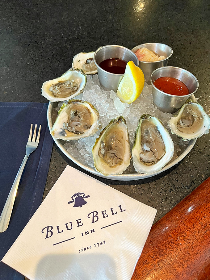 These oysters aren't just seafood&mdash;they're little cups of ocean magic served with the Blue Bell Inn's signature hospitality.