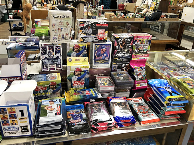 For sports card collectors, this display is the equivalent of finding water in a desert—complete with rookie cards and limited editions.