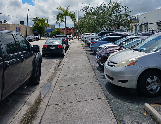 The parking lot: first battlefield in the quest for secondhand gold. Those cars contain both hopeful hunters and satisfied victors.