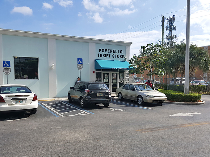 Florida sunshine illuminates the Poverello parking lot, where empty trunks arrive and depart filled with newfound treasures and charitable satisfaction.