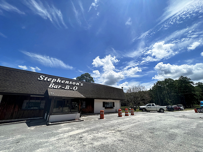 The parking area might not be fancy, but it's seen decades of hungry visitors arriving skeptical and leaving as devoted regulars.