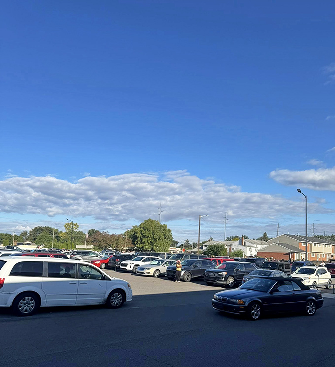 Parking lots packed with treasure hunters who understand that the best discoveries require serious commitment. 