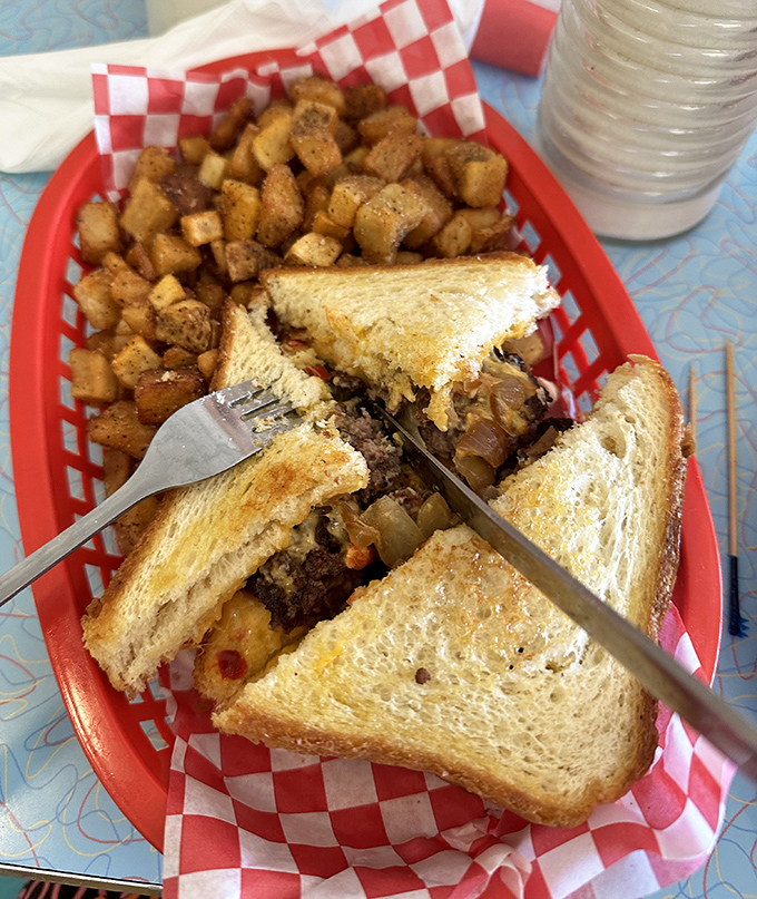 The patty melt&mdash;that perfect marriage of beef, cheese, and grilled bread&mdash;doesn't need fancy plating when it tastes like a warm hug feels.