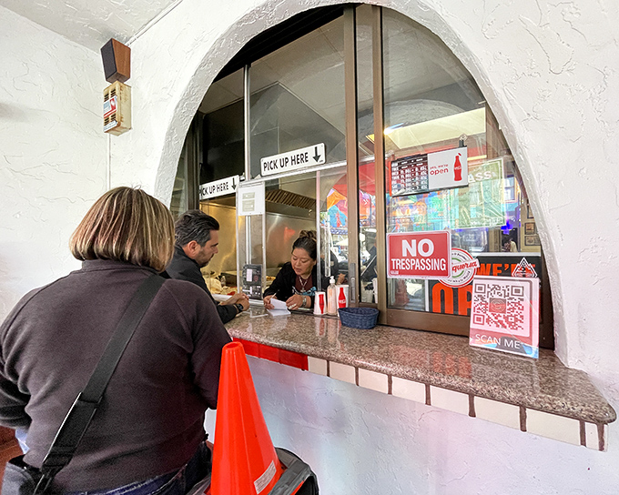 The pick-up window: where dreams come true. That moment of exchange is like receiving an Oscar for excellent food choices.