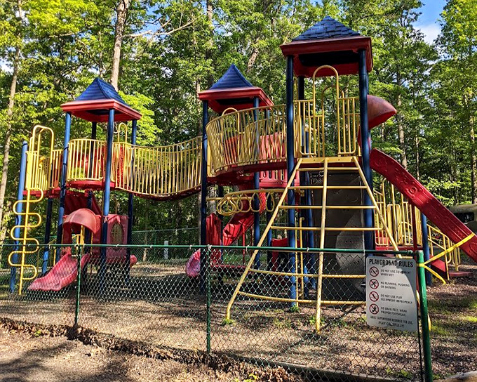 Even the playground at Breaks is designed to blend with its surroundings &ndash; though I doubt the kids notice while racing down those slides.