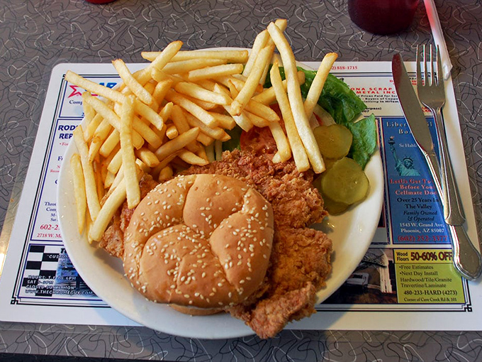 The pork tenderloin sandwich and fries&mdash;a plate so honest and straightforward it could run for political office on a platform of pure satisfaction.