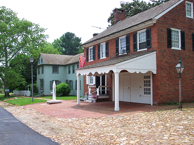 The Pump House and neighboring historic building showcase Odessa's preserved colonial streetscape. That cobblestone driveway has probably seen everything from horse-drawn carriages to Teslas.