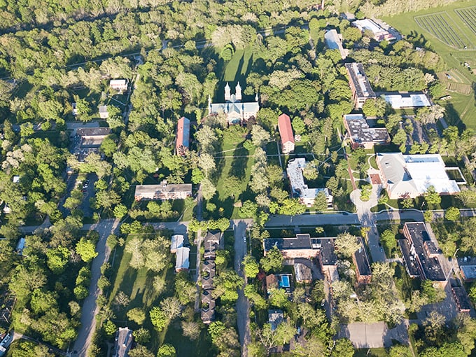 Residential streets blend seamlessly with campus life, creating a community where learning never really stops happening.