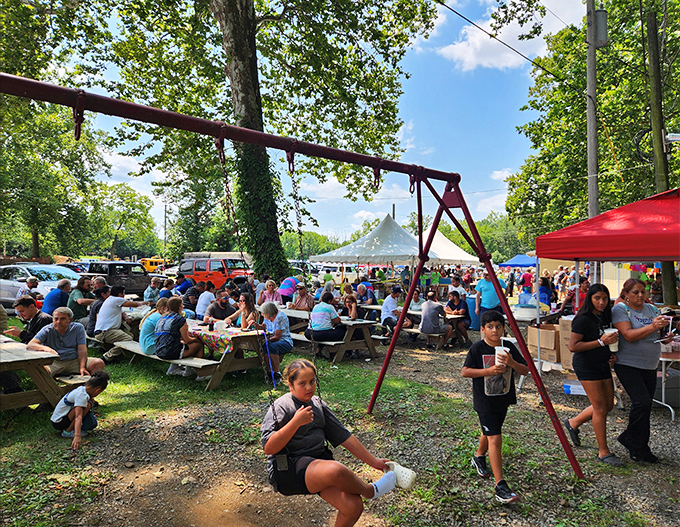 Where shopping meets playground! This outdoor gathering space proves that flea markets are as much about community as they are about commerce.