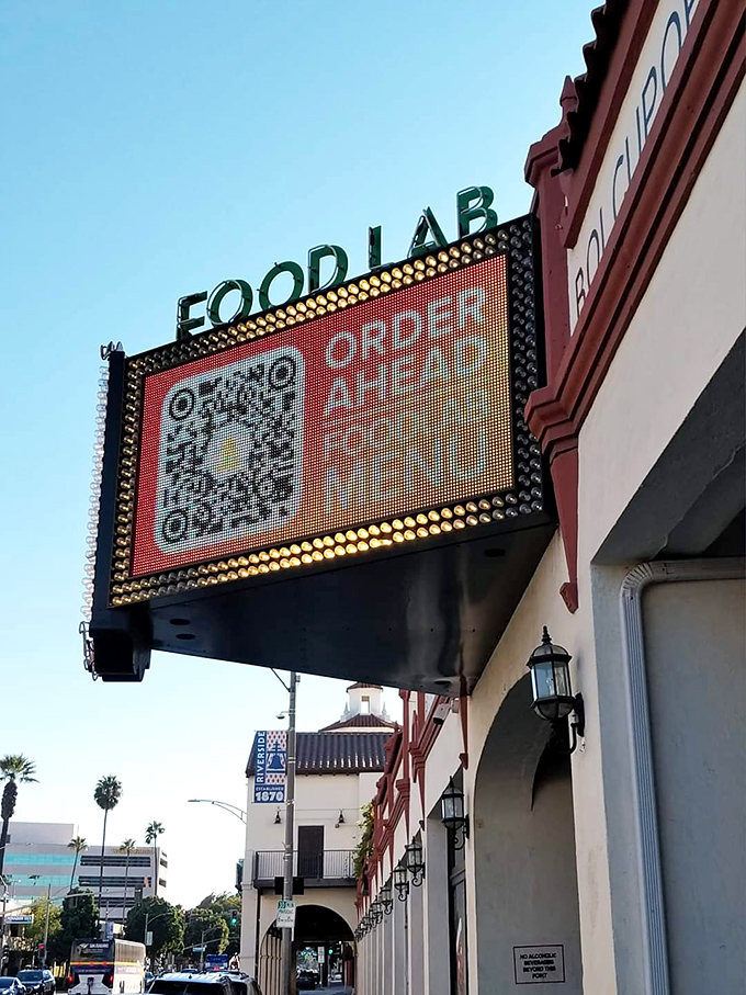 The Food Lab's vintage marquee signals your stomach's arrival at the promised land of culinary diversity.