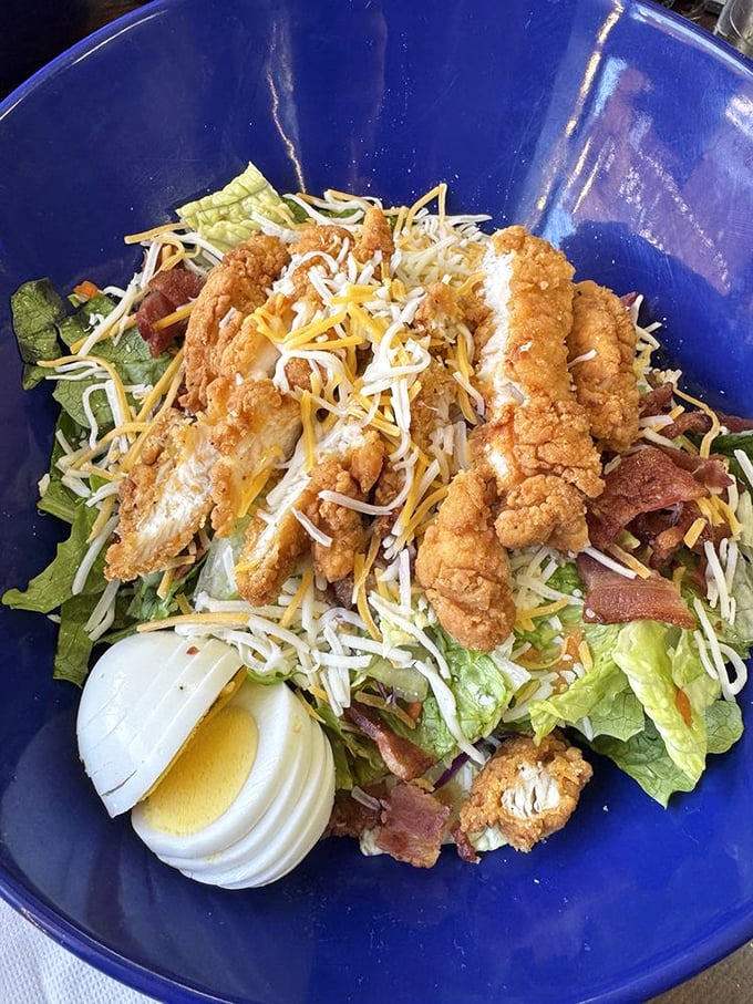 This isn't just a salad; it's a protein-packed masterpiece with crispy chicken that makes eating greens feel like cheating on your diet.