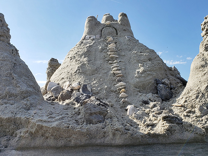 Sand castle royalty at its finest. This impressive fortress proves that some of the best beach architecture requires nothing but imagination and a bucket.